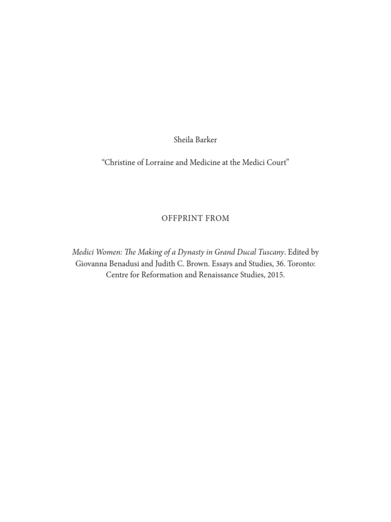 Barker - Christine of Lorraine and Medicine at The Medici Court - From ...