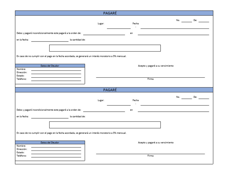 Formato de Pagaré Word | PDF