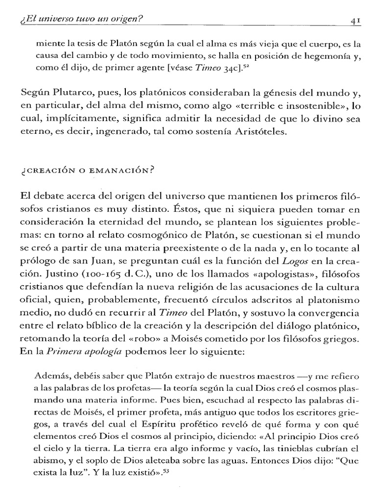 Berti CREACIÓN o EMANACIÓN, p. 41 a 51 En En el principio era la ...