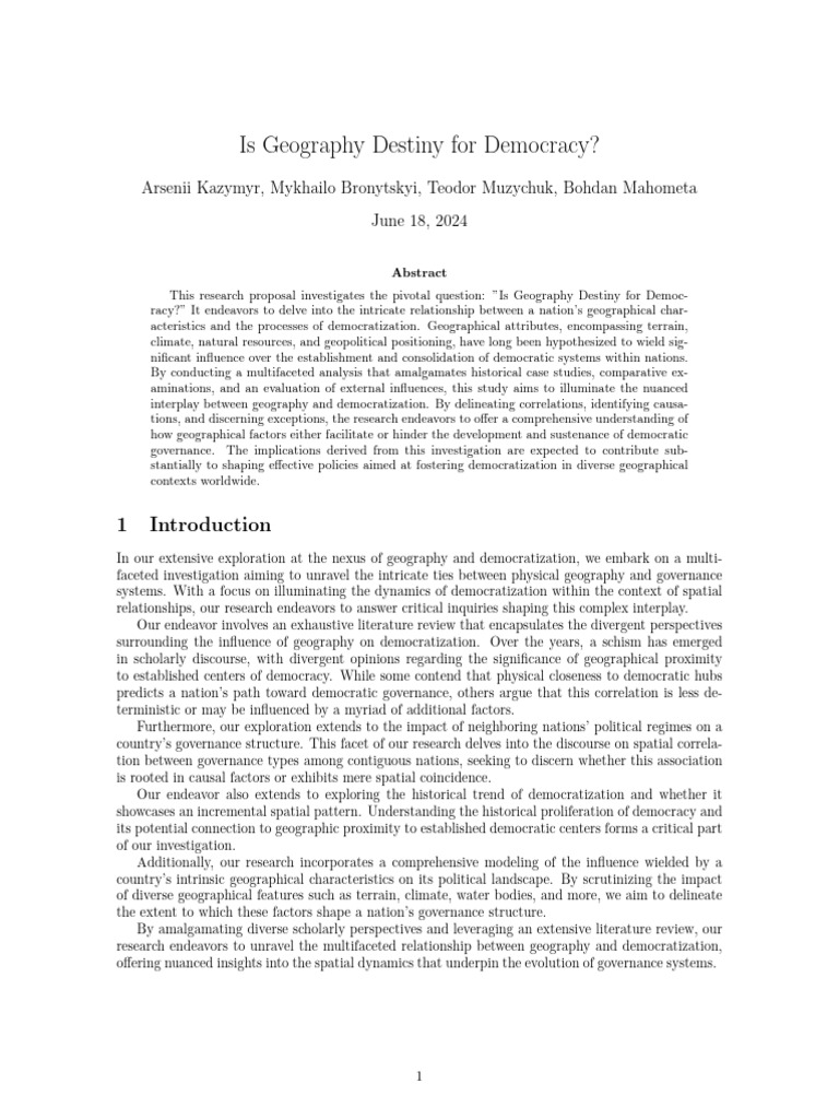 Is Geography Destiny For Democracy | PDF | Governance | Geography