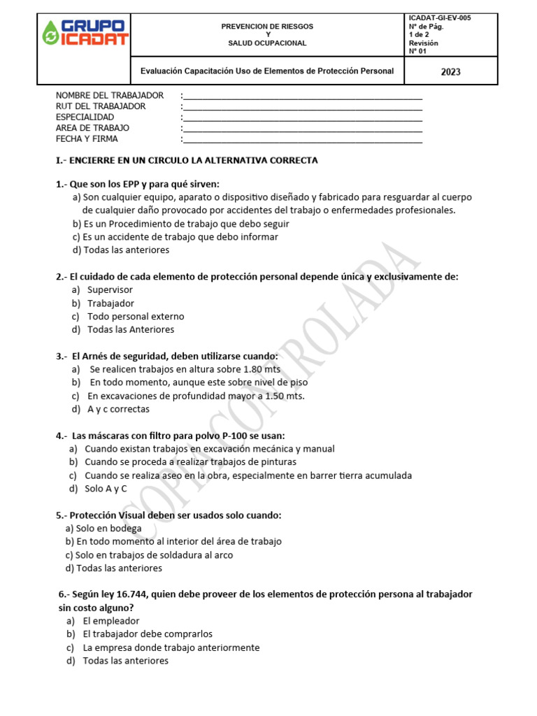 5 - Epp-Icadat-Gi-Ev-005 | PDF | Seguridad y salud ocupacional