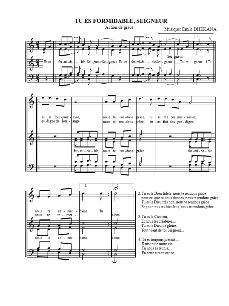 Tu es formidable, Seigneur | PDF