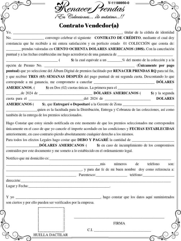 Contrato Vendedor Con Ejemplos | PDF