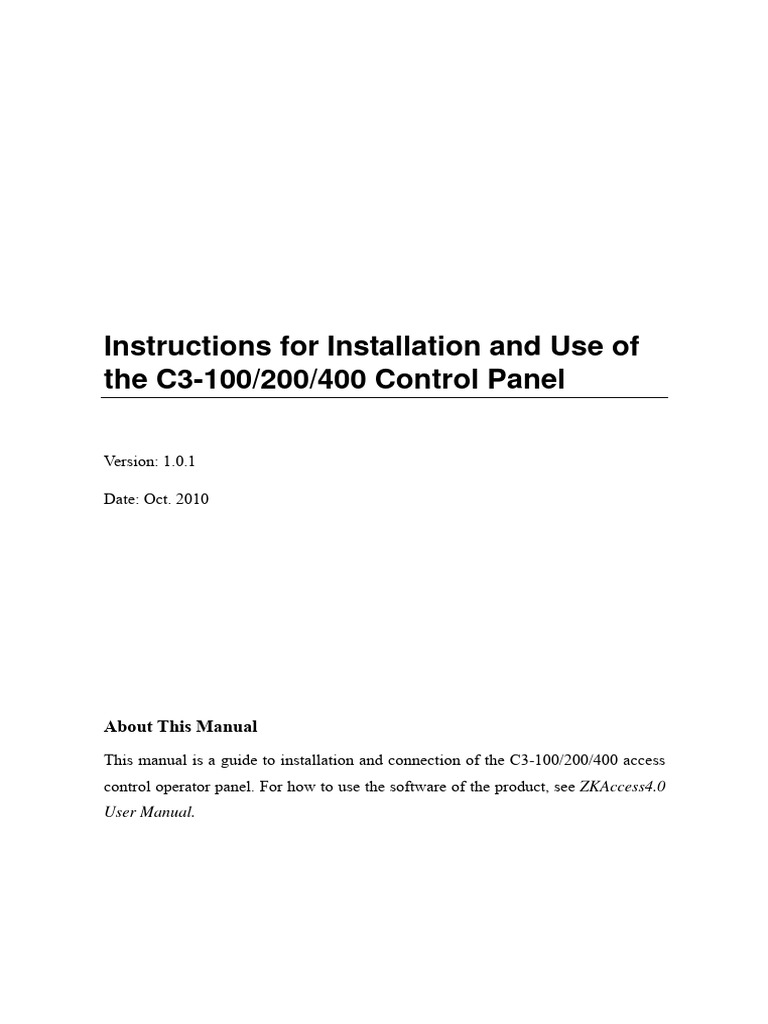 Installation and Use of The C3 Control Panel V1.0.1 | PDF | Access ...