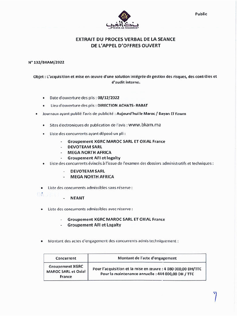 Extrait Du PV 132-BKAM-2022 | PDF