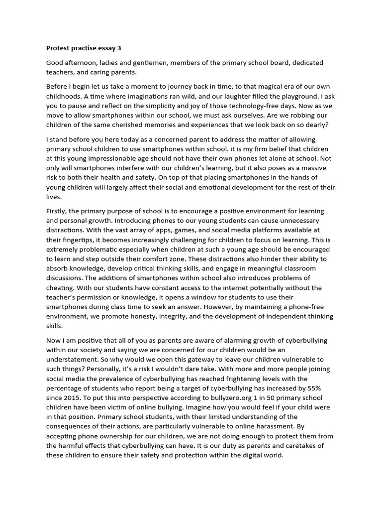 Protest Practise Essay 3 | PDF | Cyberbullying | Cognition