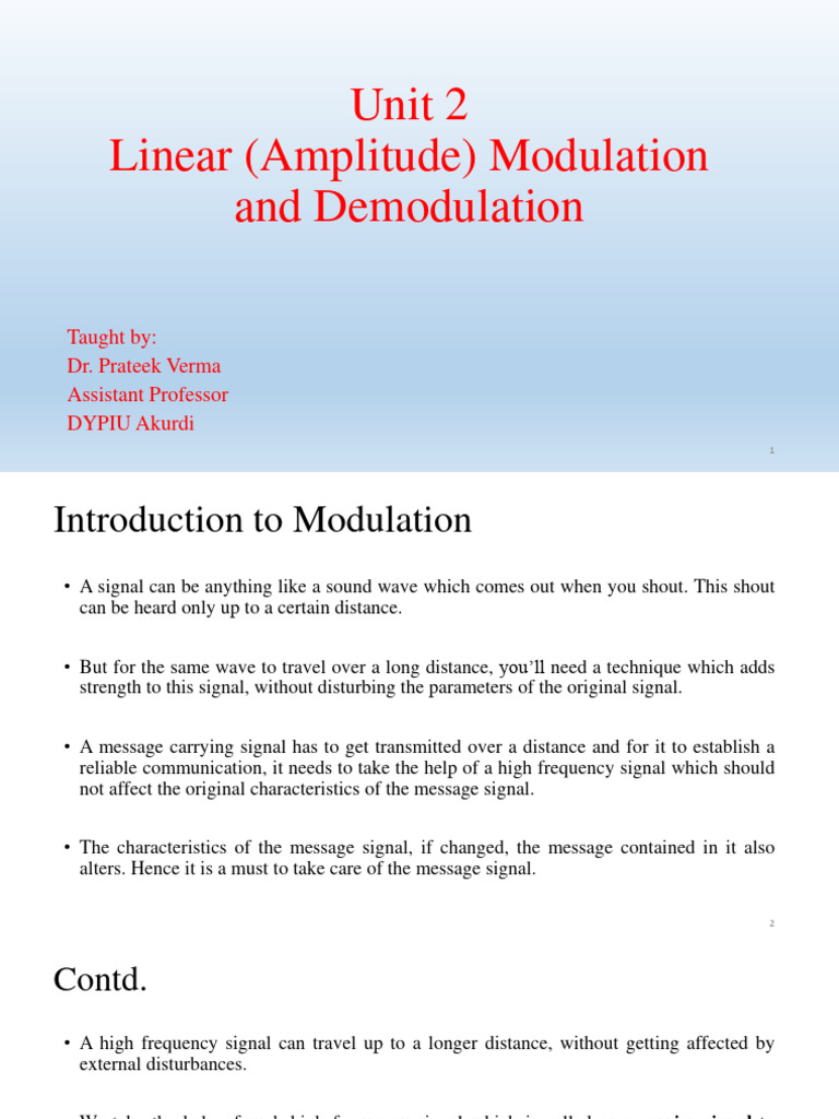 Unit 2 Linear Modulation and Demodulation | PDF | Modulation | Oscillation