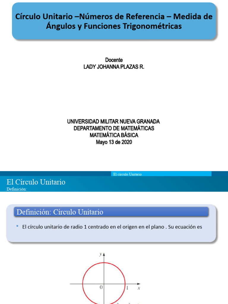 Círculo Unitario y Funciones Trigonométricas | PDF | Funciones ...