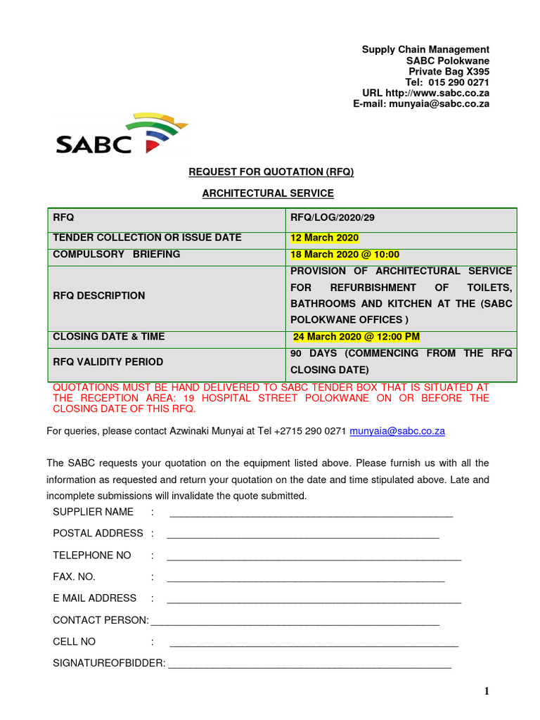 Architectural Service Doc RFQ LOG 2020 29 | PDF | Architect | Joint Venture