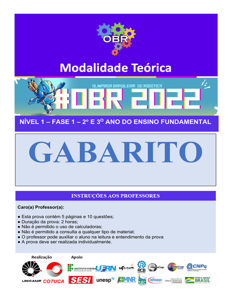 Prova de Robótica - Nível 1 | PDF | Robô | Robótica