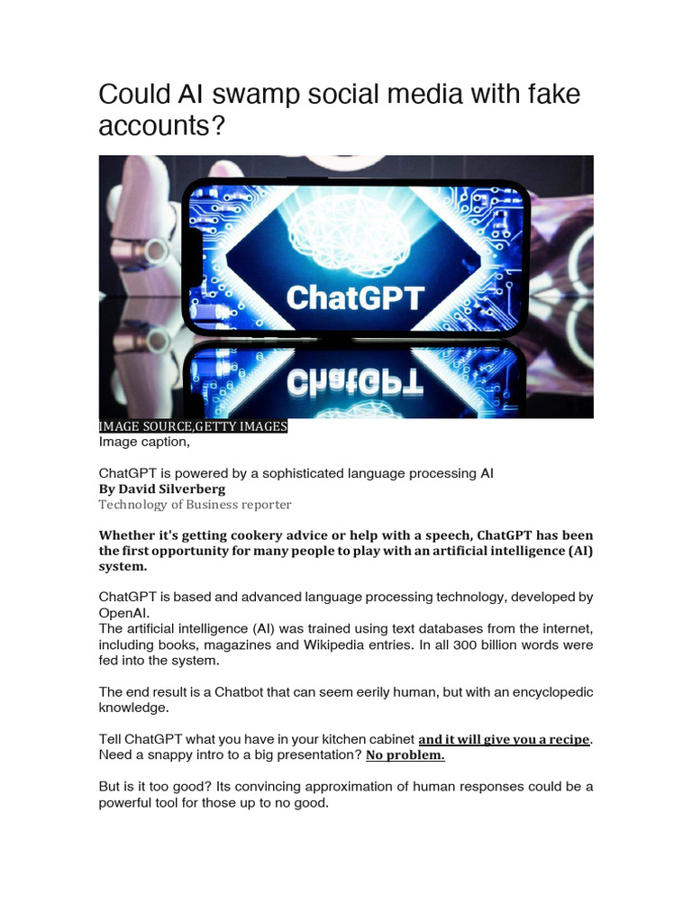 Could AI Swamp Social Media With Fake Accounts | Download Free PDF ...