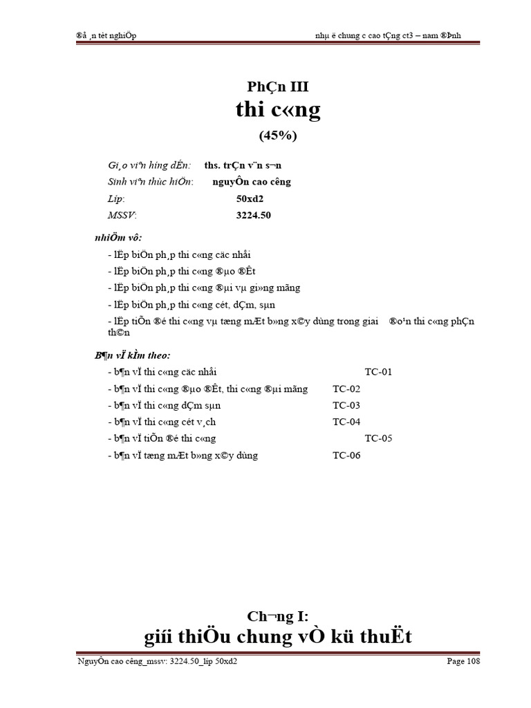 Thi Cong GIOI THIEU 1 | PDF