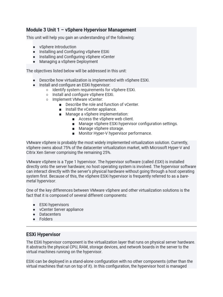vSphere Hypervisor Management Guide | PDF | Virtualization | Hyper V