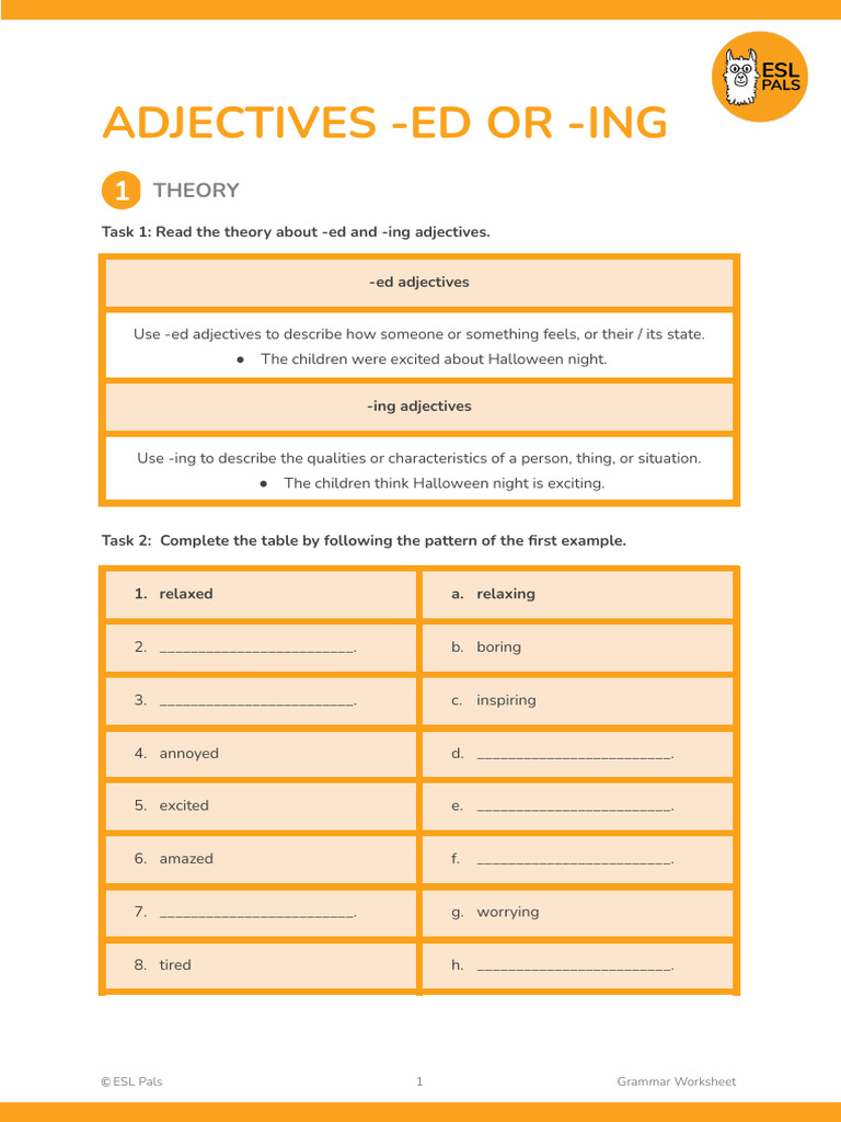(SV) Adjectives With Ed and Ing | PDF