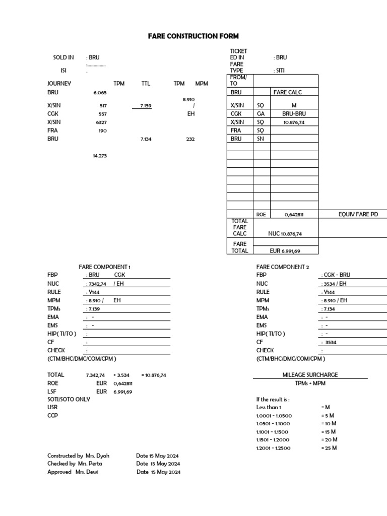 Fare Construction Form | PDF