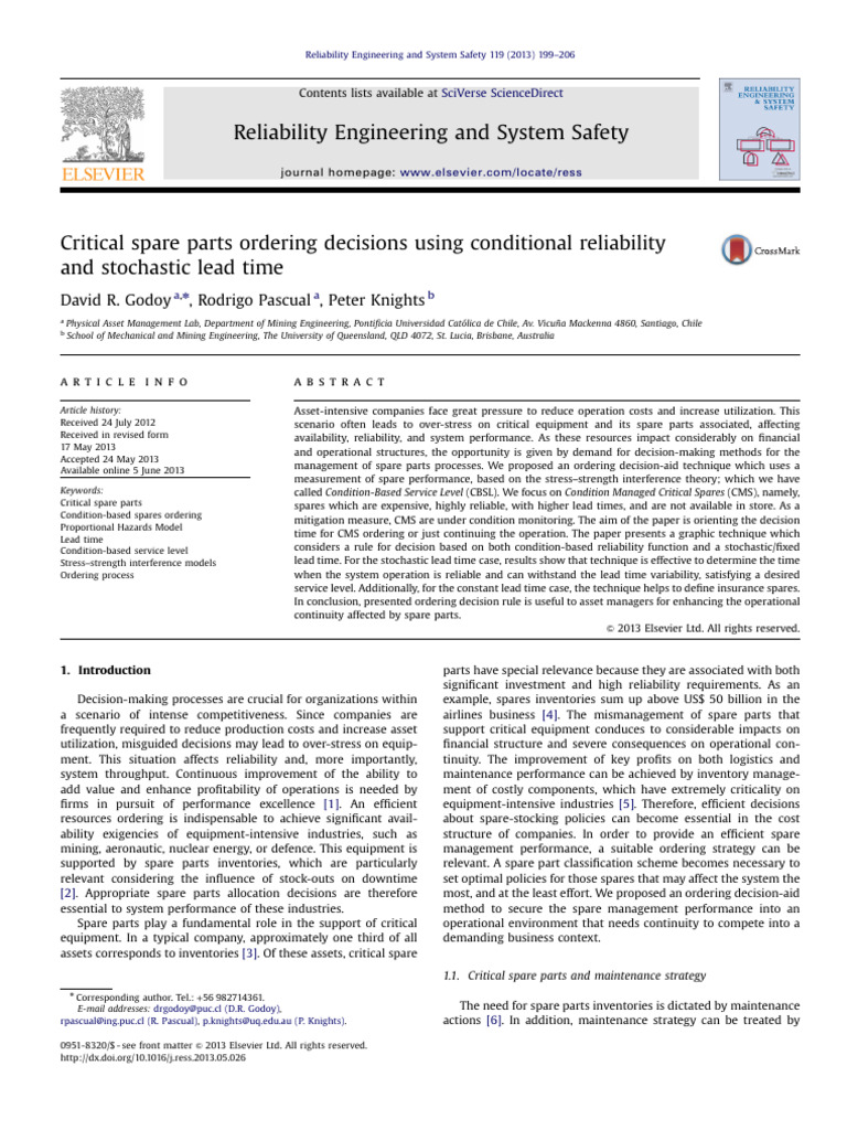Critical Spare Parts Ordering Decisions | PDF | Reliability Engineering | Applied Mathematics