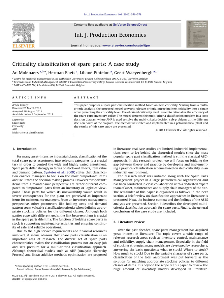 Criticality Classification of Spare Part | PDF | Matrix (Mathematics ...