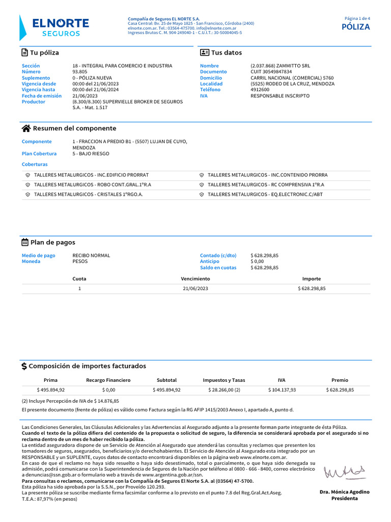 Seguro Rc Poliza 93805 | Descargar gratis PDF | Póliza de seguros | Seguro