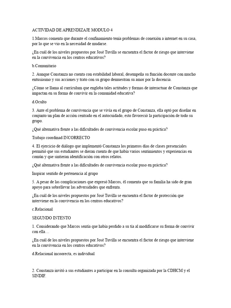 Actividad de Aprendizaje Modulo 4 | PDF | Plan de estudios | Aprendizaje