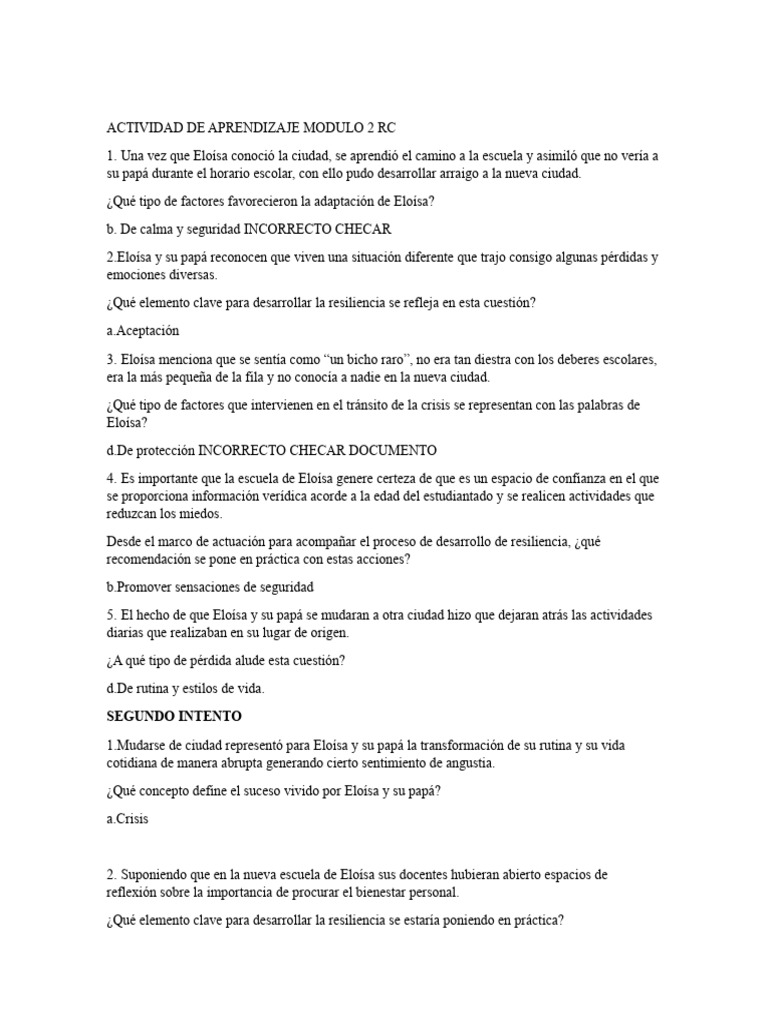 Actividad de Aprendizaje Modulo 2 | PDF | Resiliencia psicológica ... Actividad de Aprendizaje Modulo 2 | PDF | Resiliencia psicológica ...