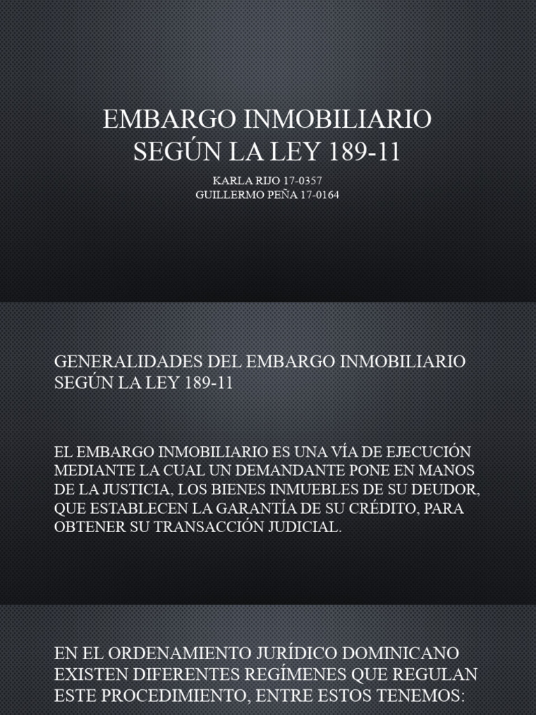 Embargo Inmobiliario Según La Ley 189-11 | PDF | Justicia | Crimen y ...