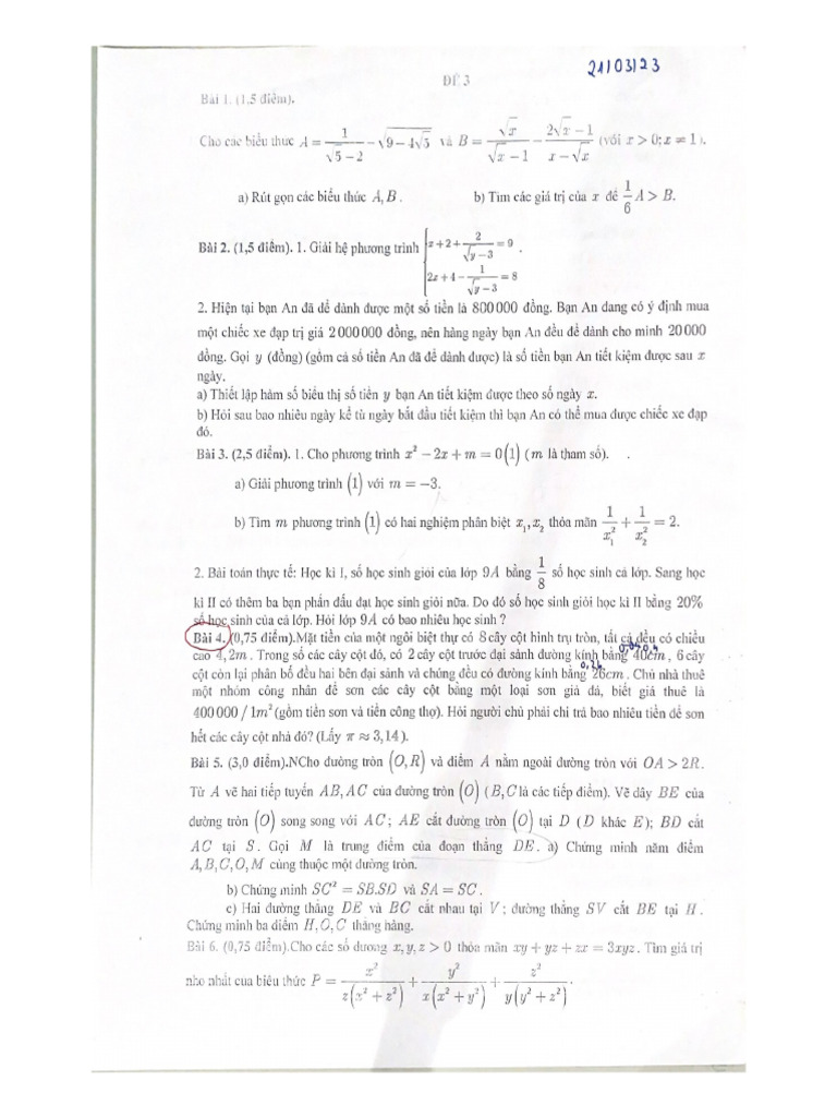 DE 4 Bai 1. (1,5 Diêm) . | PDF