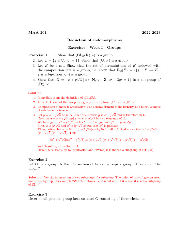 Sheet1 Solution | Download Free PDF | Group (Mathematics) | Abstract Algebra