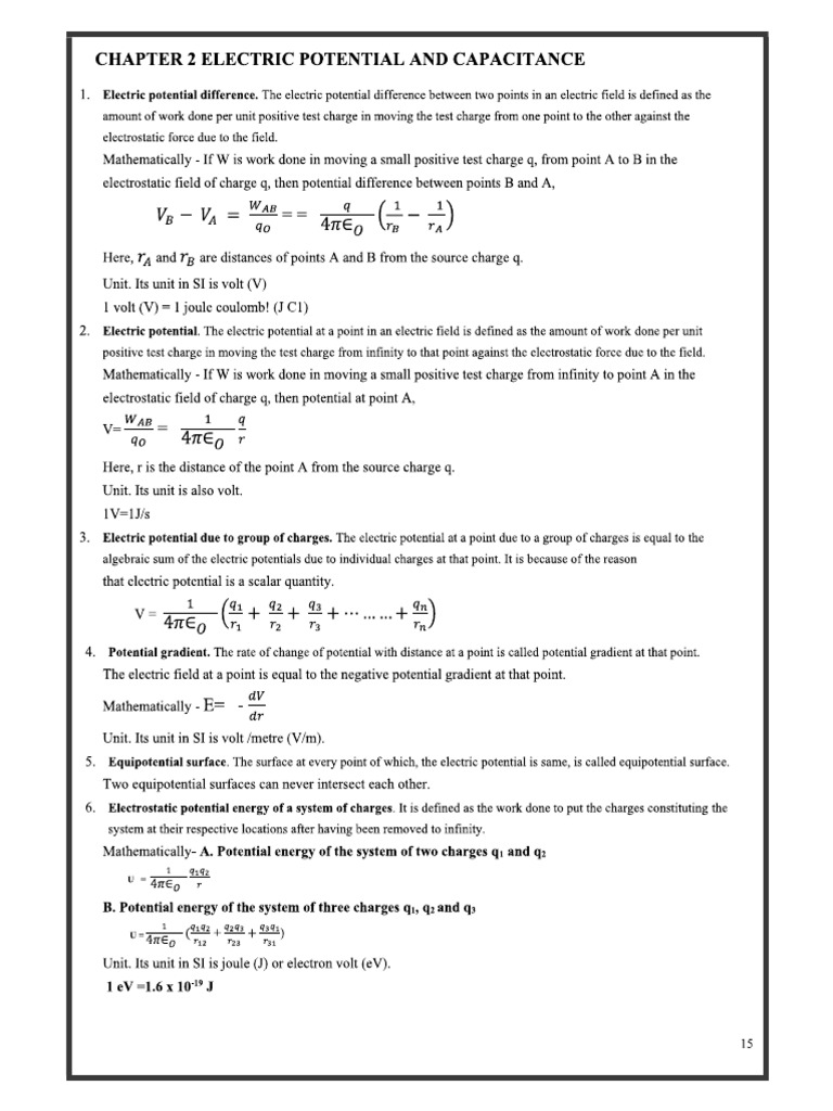 Electrostatic Potential and Capacitance | PDF