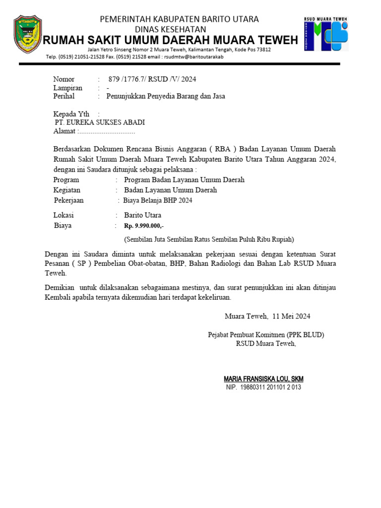 Surat Penunjukan Penyedia Barang Dan Jasa-1 | PDF