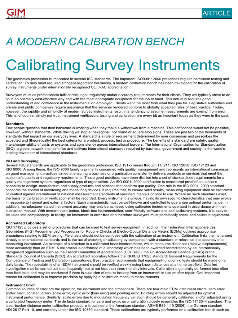 Calibrating Survey Instruments | PDF | Calibration | Iso 9000