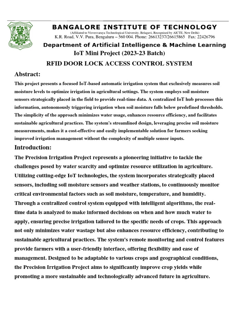 Iot Report | Download Free PDF | Internet Of Things | Agriculture