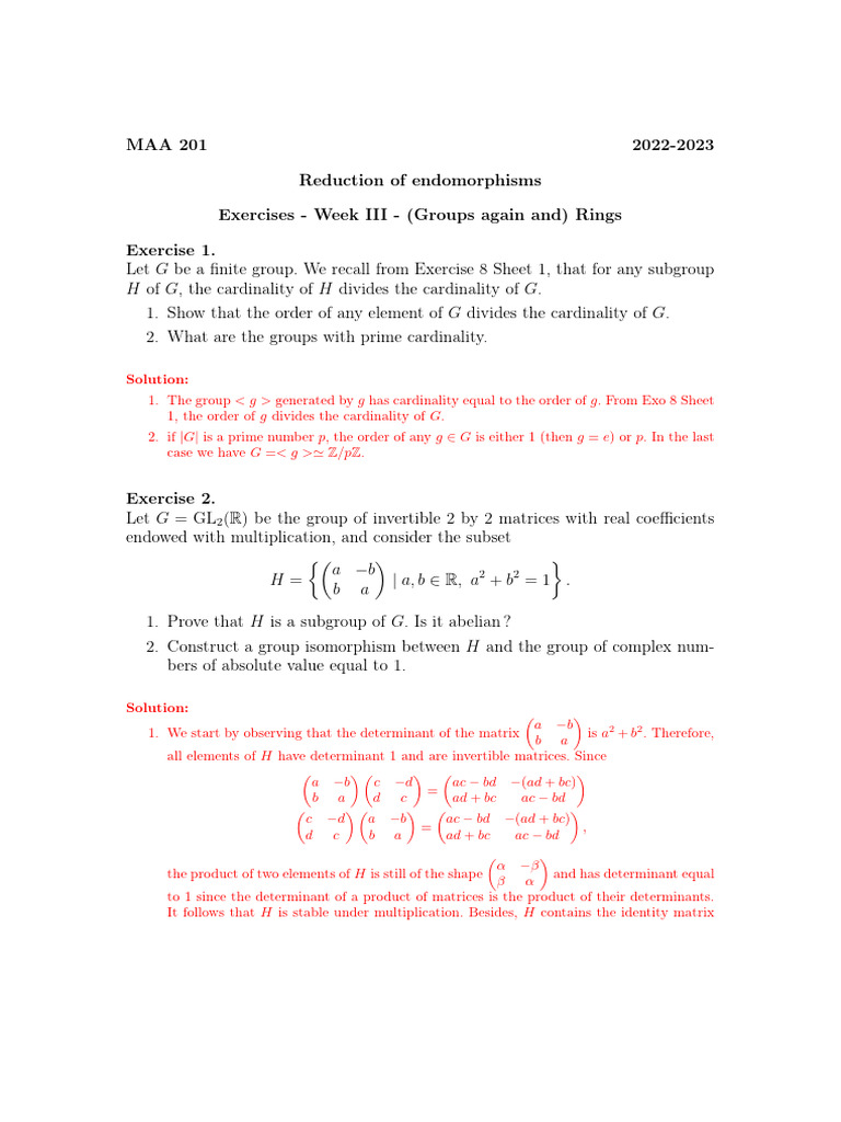 Sheet 3 | PDF | Determinant | Group (Mathematics)