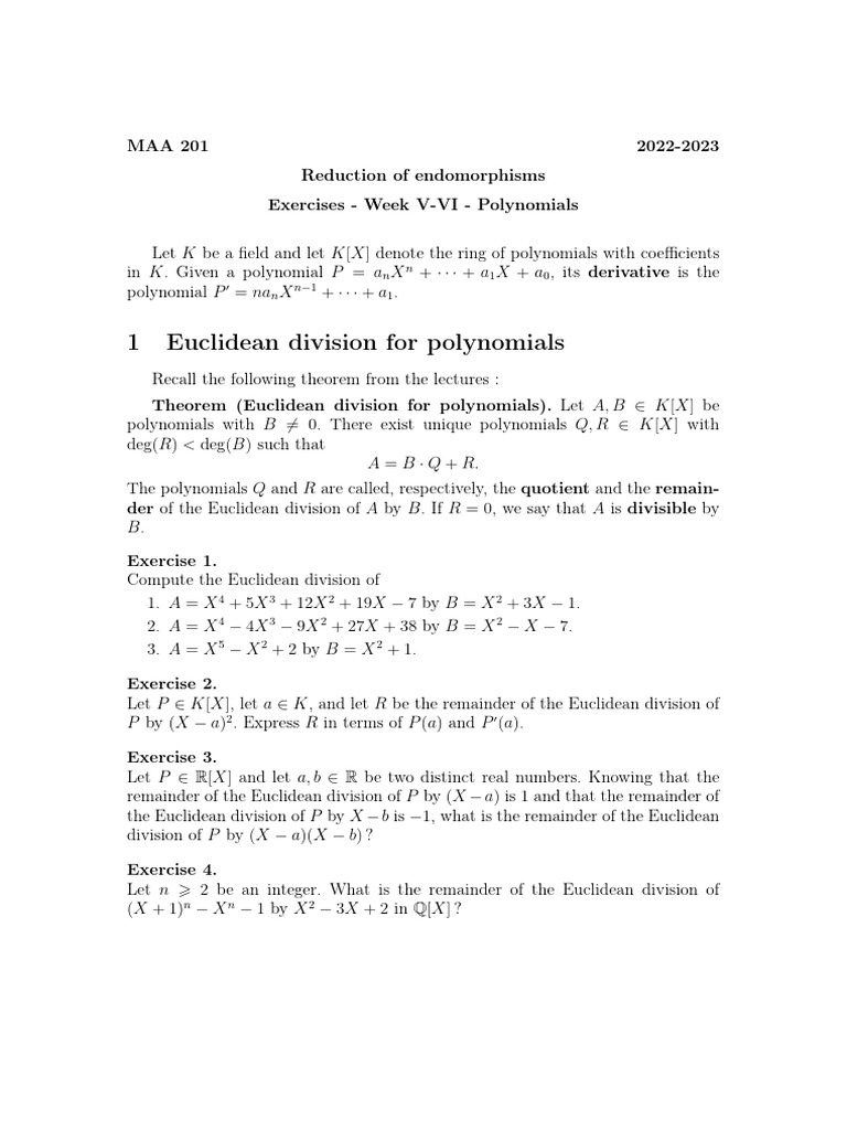 Sheet 5 | PDF | Polynomial | Factorization