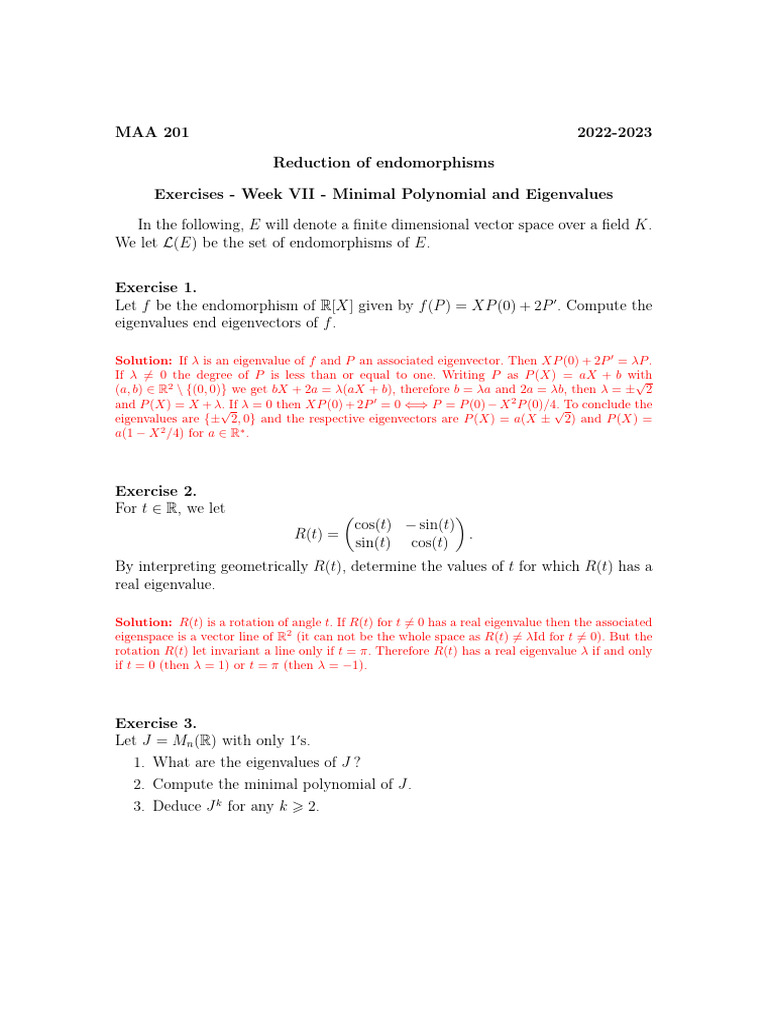 Sheet6 Solution | PDF | Eigenvalues And Eigenvectors | Algebra
