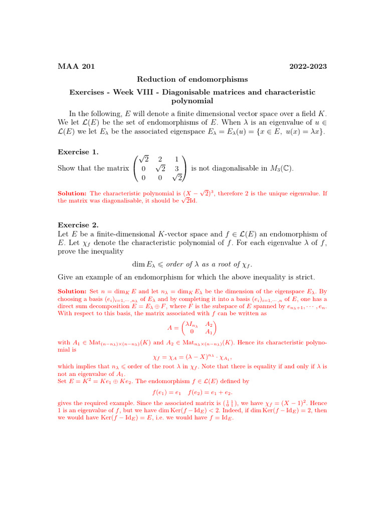 Sheet7 Solution | PDF | Eigenvalues And Eigenvectors | Matrix (Mathematics)