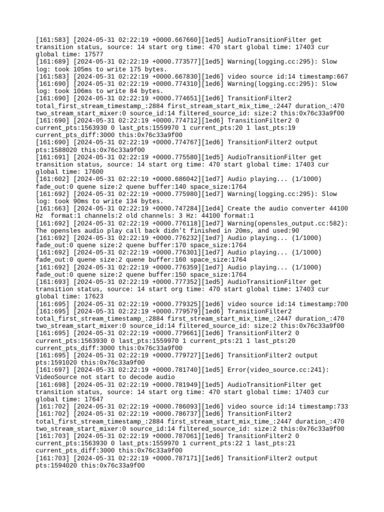 Audio and Video Transition Logs | PDF | Sound Technology | Information ...
