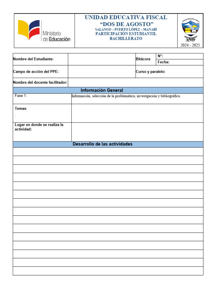 Modelo de Bitácora para Estudiantes | PDF | Aprendizaje