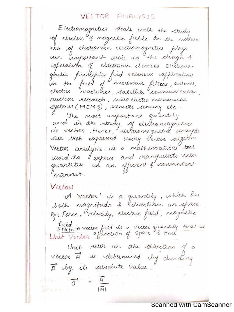 Module 1 - Vector Analysis | PDF