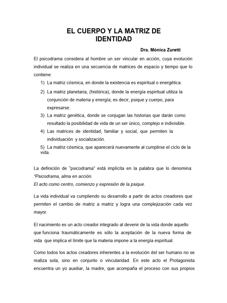 El Cuerpo y La Matriz de Identidad | Descargar gratis PDF | Vida ...