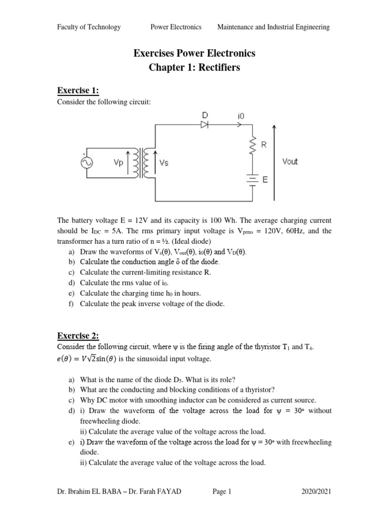 Power Electronics TD1 | PDF | Rectifier | Power Electronics