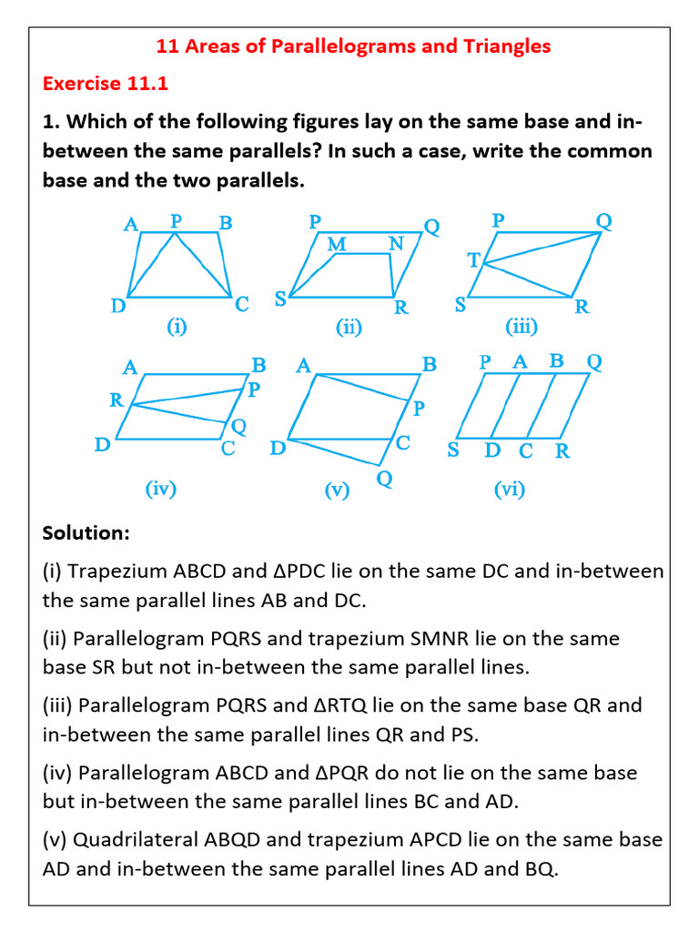 09 KTK - 11 Areas of Parallelograms and Triangles | PDF | Rectangle ...