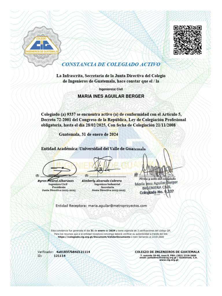 Constancia Colegiado Activo 31.01.24 | PDF