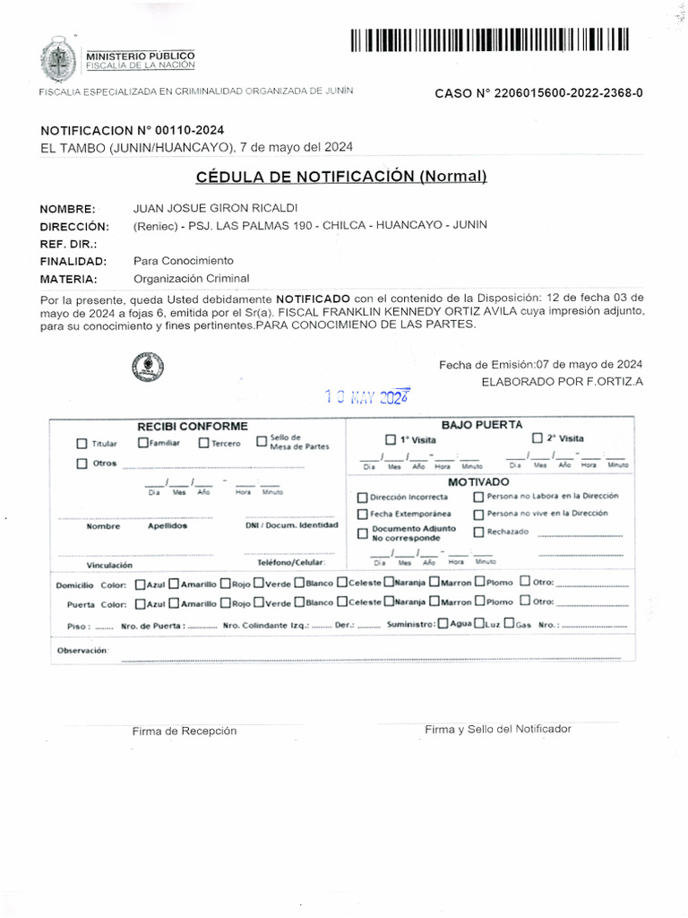 modelo de notificacion | PDF