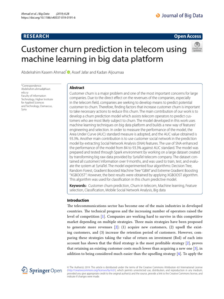 Telecom Churn Prediction via ML | PDF | Apache Hadoop | Machine Learning
