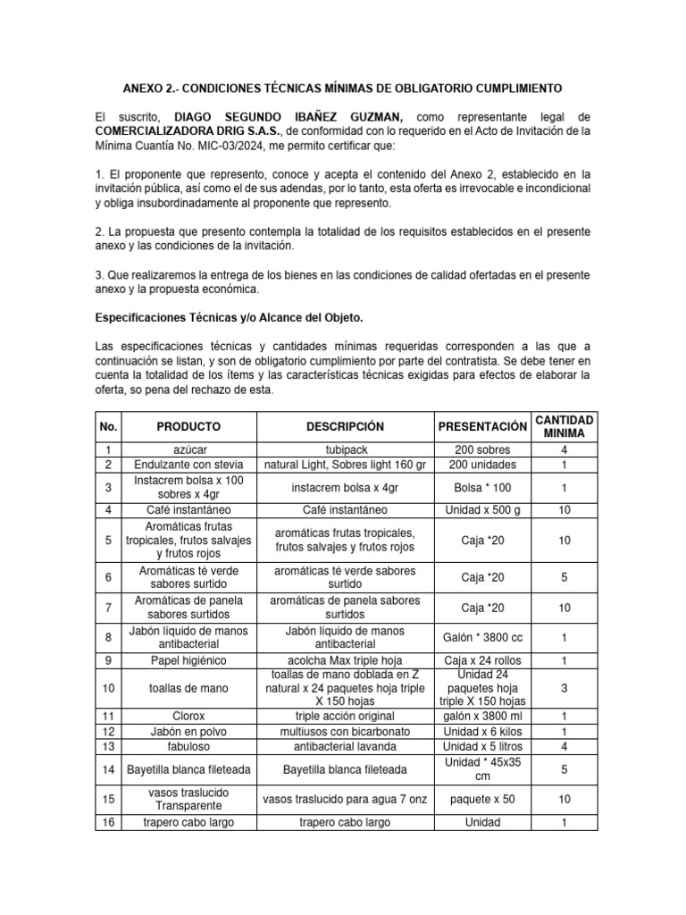 Anexo 2. - Condiciones Técnicas | PDF