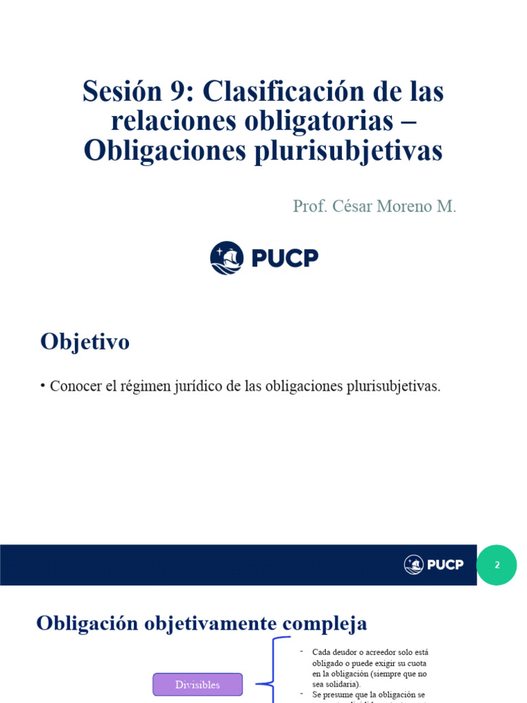 SesiÃ N 9 Obligaciones Plurisubjetivas Pdf Estatuto De