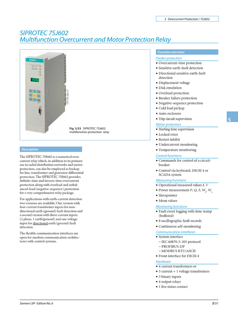 7sj602 Catalog Sip E6 | PDF | Relay | Equipment