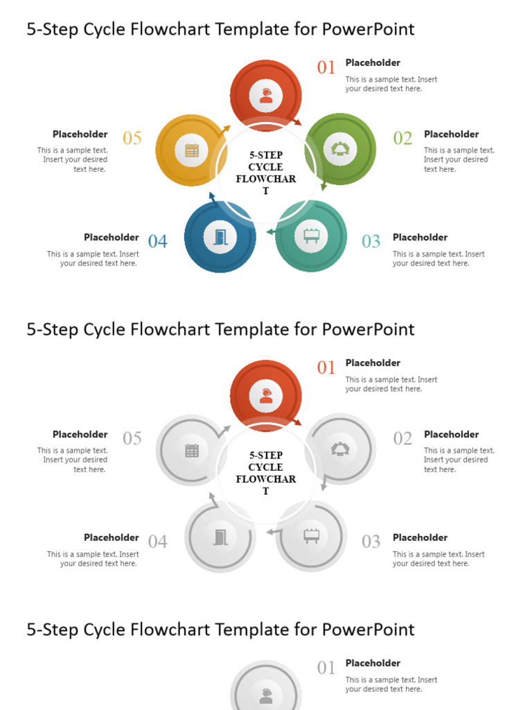 22374 01 5 Step Cycle Flowchart Template for Powerpoint 16x9 1 ...