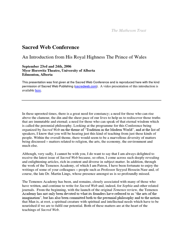 Conference HRH Prince of Wales | PDF