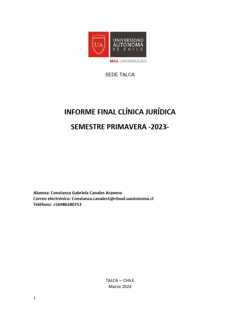 Informe Final CJ Constanza Canales A | PDF | Trabajo Social | Demanda judicial